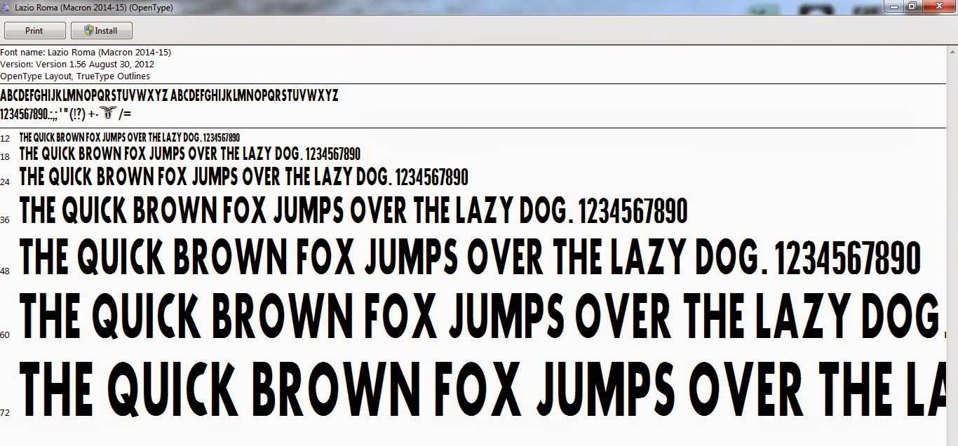 Font Number Football: Font S.S Lazio Roma 2014/2015 (Font Macron)