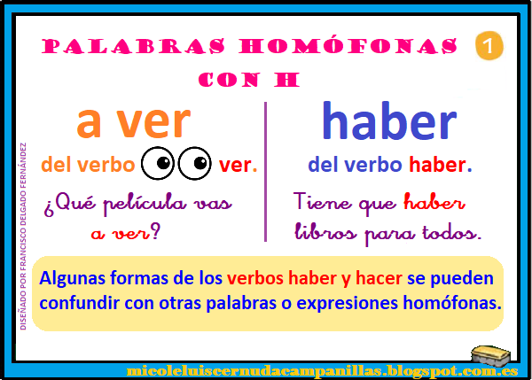 1º de ESO castellano : Aclarémonos: "a ver" o "haber"