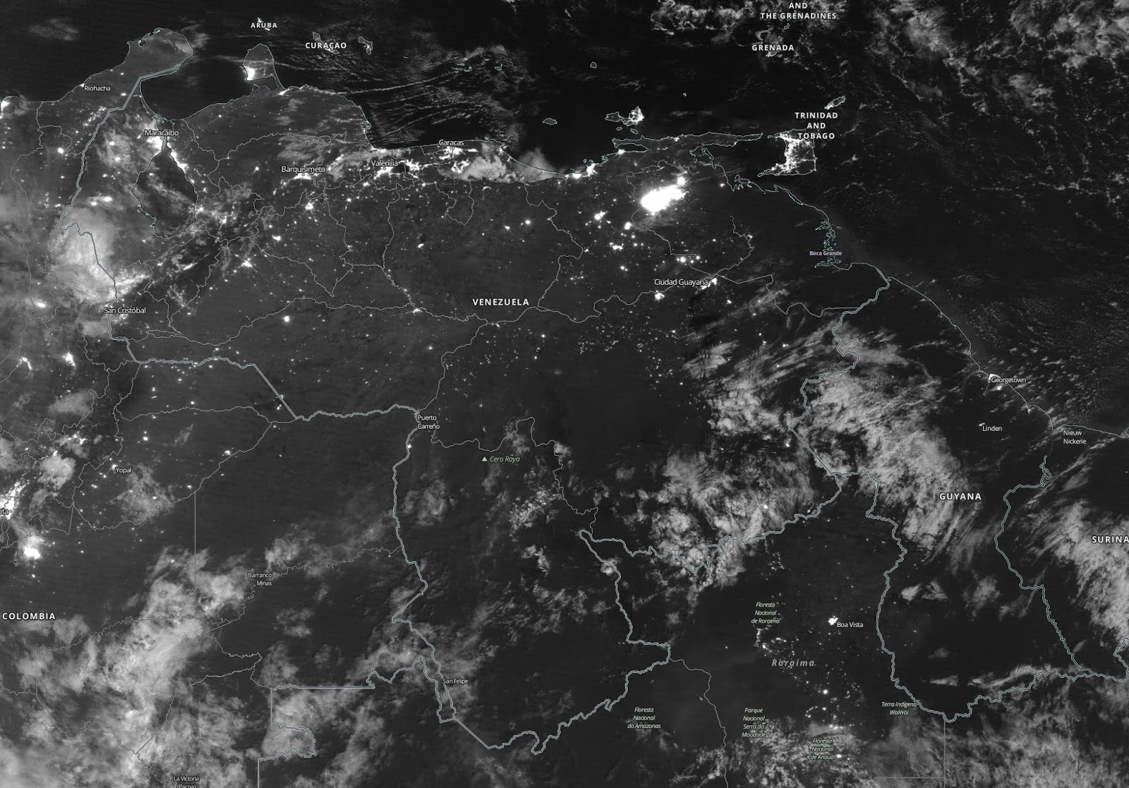 El apagón en Venezuela desde el espacio