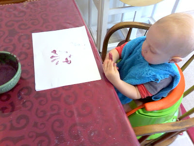 The Christensen's Camelot : Blueberry Finger Painting On A Sick Day