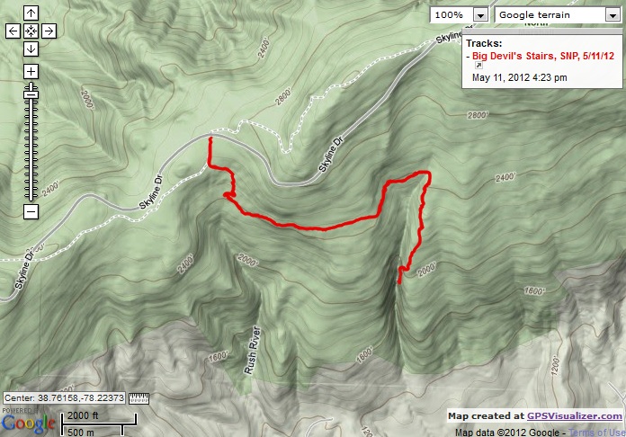 Dave's Hiking Journal: VA Getaway Day 1: Big Devil's Stairs