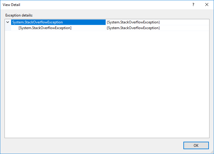 Unhandled exception of type ‘StackOverflowException’