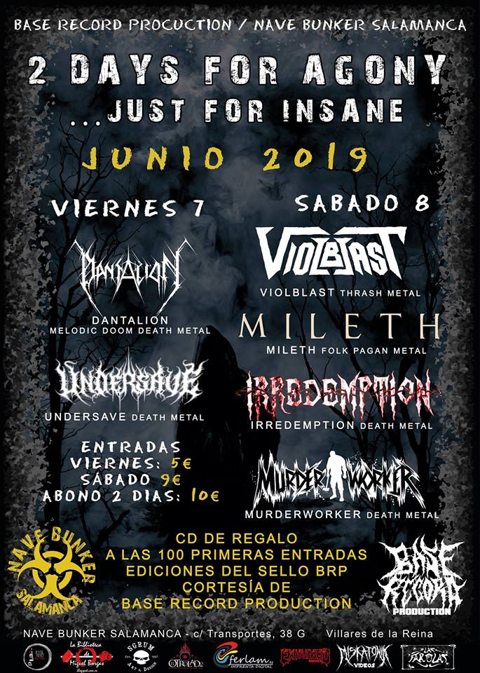 RUIDO NOISE 2 DAYS FOR AGONY JUST FOR INSANE NAVE BUNKER SALAMANCA ruido-noise-2-days-for-agony-just-for-insane-nave-bunker-salamanca