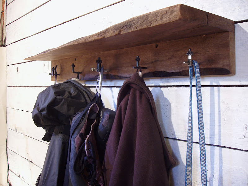 driftedge woodworking: Live Edge Walnut Coat Rack with Reclaimed Drill ...