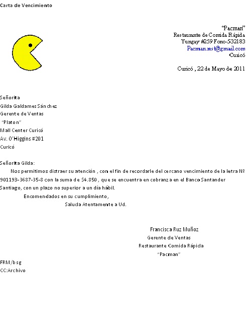 Cartas de Redacción... :): Correspondencia de Cobranza