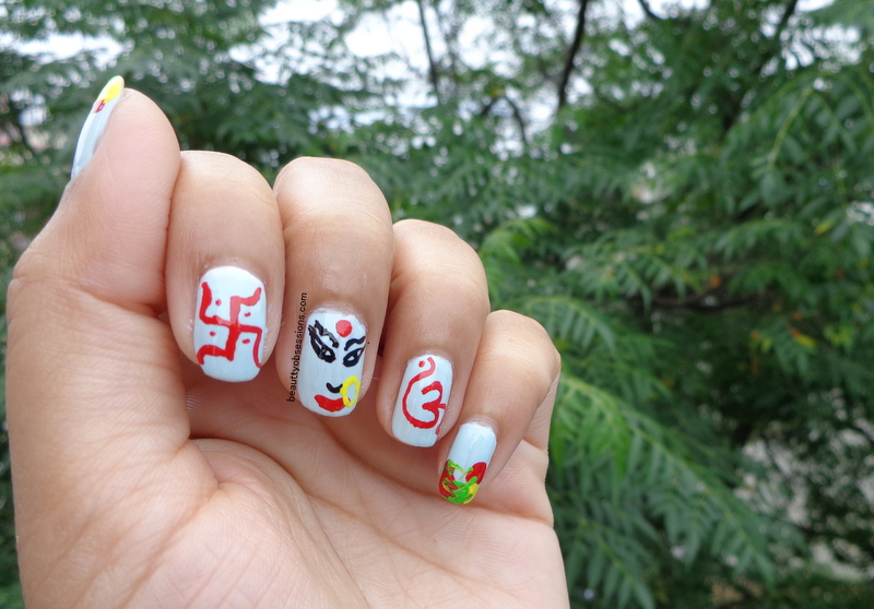 Durga Puja Inspired Nailart - 2016.....