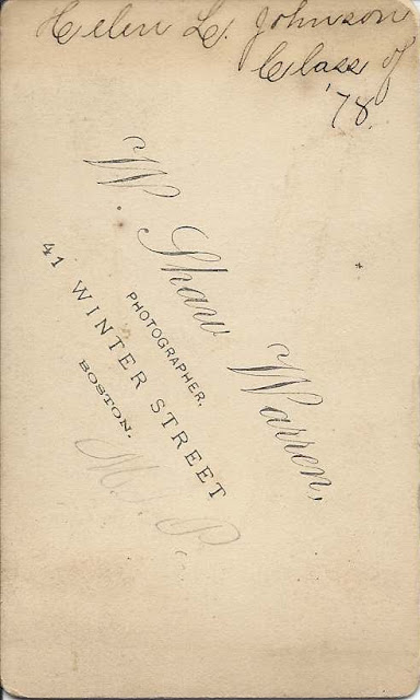 Heirlooms Reunited: CDV of Helen L. Johnson, Class of 1878; Boston studio