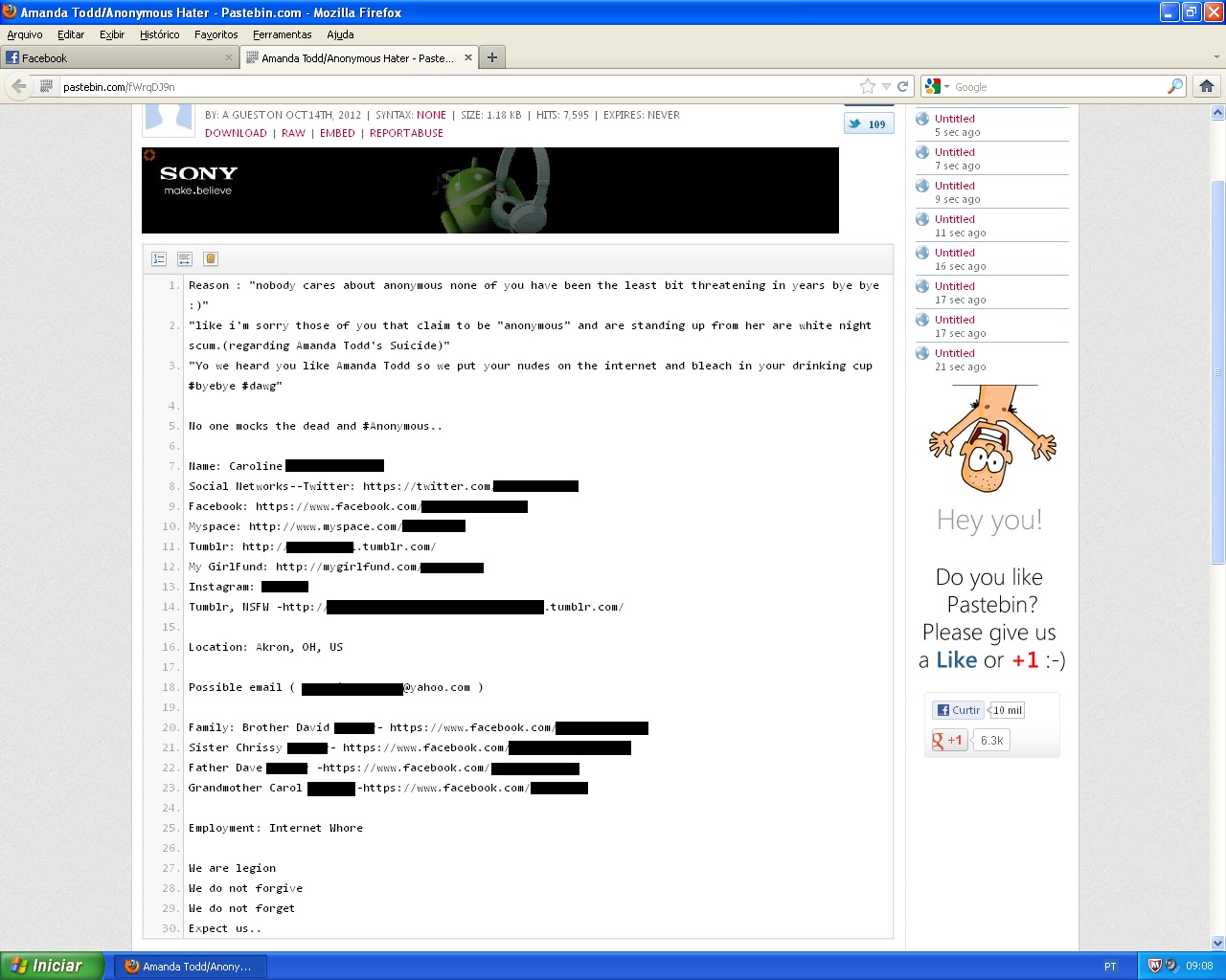 Anonymous e Amanda Todd | ladoaeladob