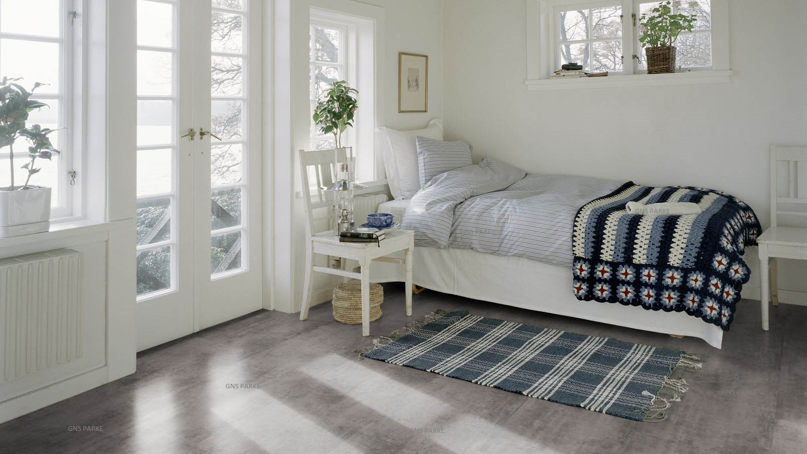 Karo Laminat Parke: Metalik Gri Düz Kenar Karo Laminat Parke