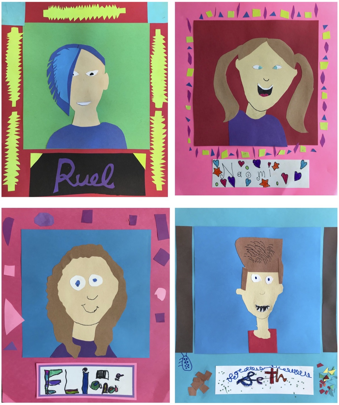 The Rolling Artroom: Cut Paper Self Portraits (1st-3rd Grade)