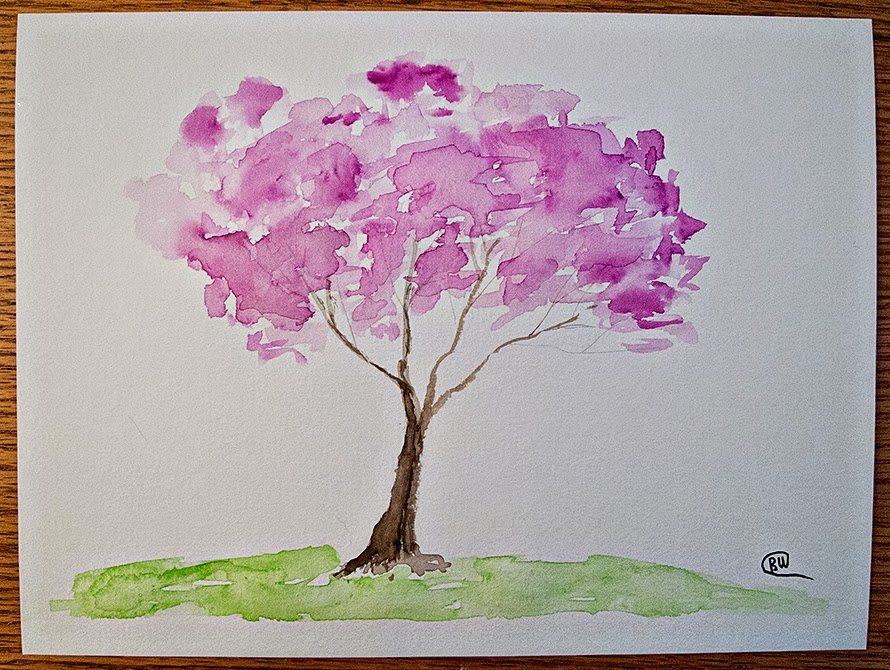 Brushes With Happiness: 5 Minute Project - Another Redbud Tree