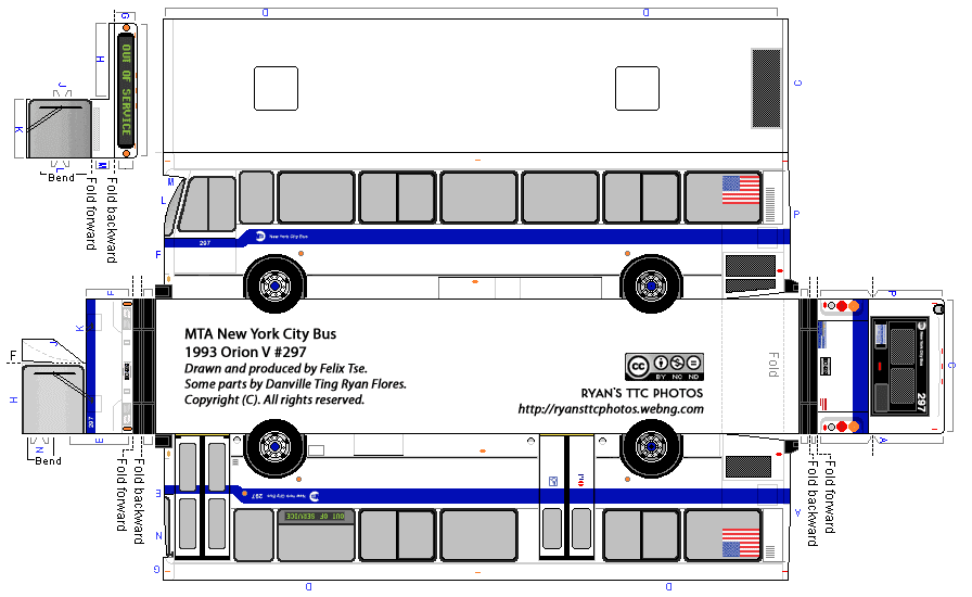 SP. Papel Modelismo: PaperBus 1993 Orion V - MTA New York City Bus