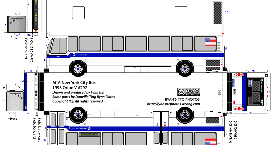 SP. Papel Modelismo: PaperBus 1993 Orion V - MTA New York City Bus