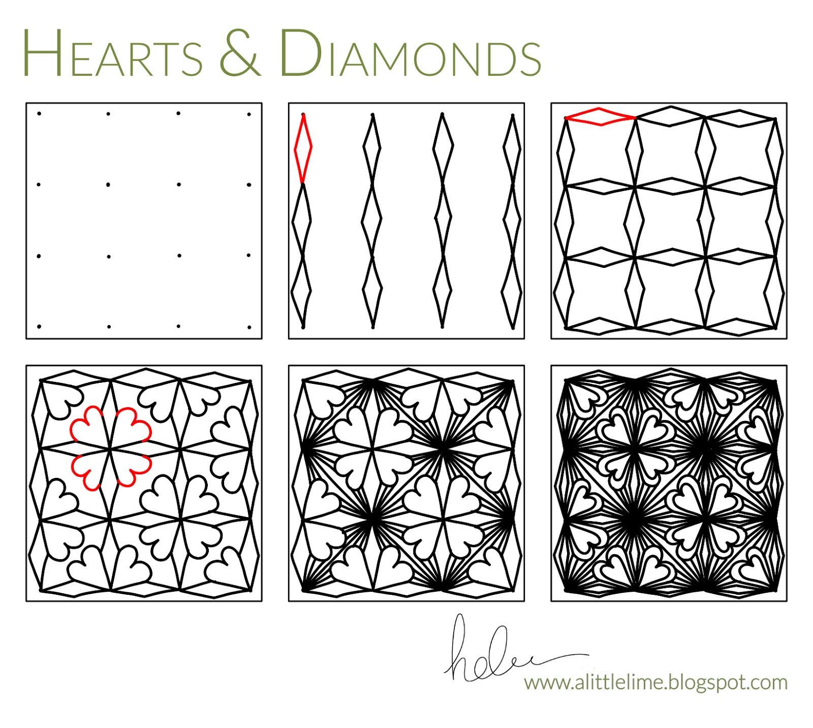 Hearts and Diamonds Tangle PATTERN