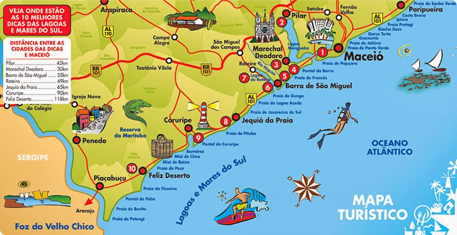 JULIANO TURISMO (traslado em Maceió Alagoas): MAPA DO LITORAL SUL DE ...
