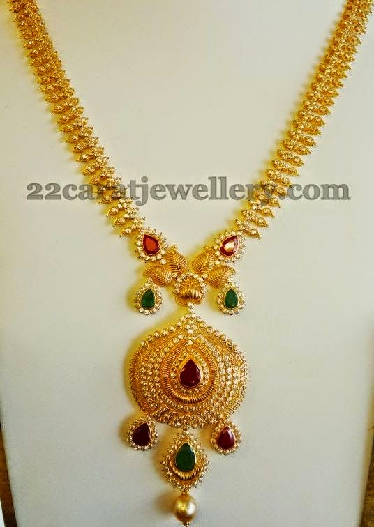 Leafy Work CZ Fancy Haram | Desi Gold Designs