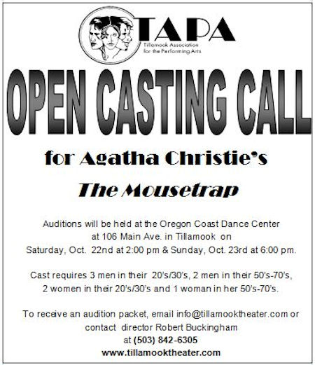 Audition Announcement | Tillamook Association for the Performing Arts