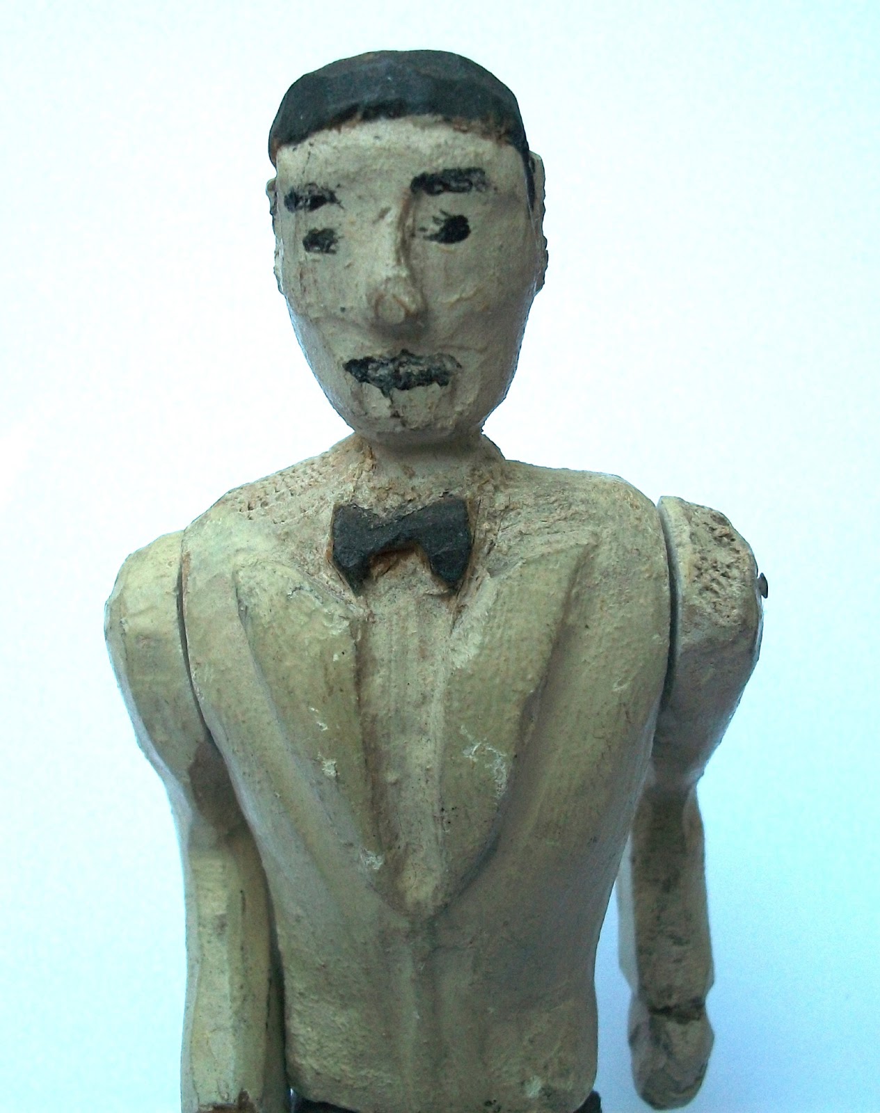 Dull Tool Dim Bulb: Carved Folk Art Dancing Man on a Stick with Bowtie ...