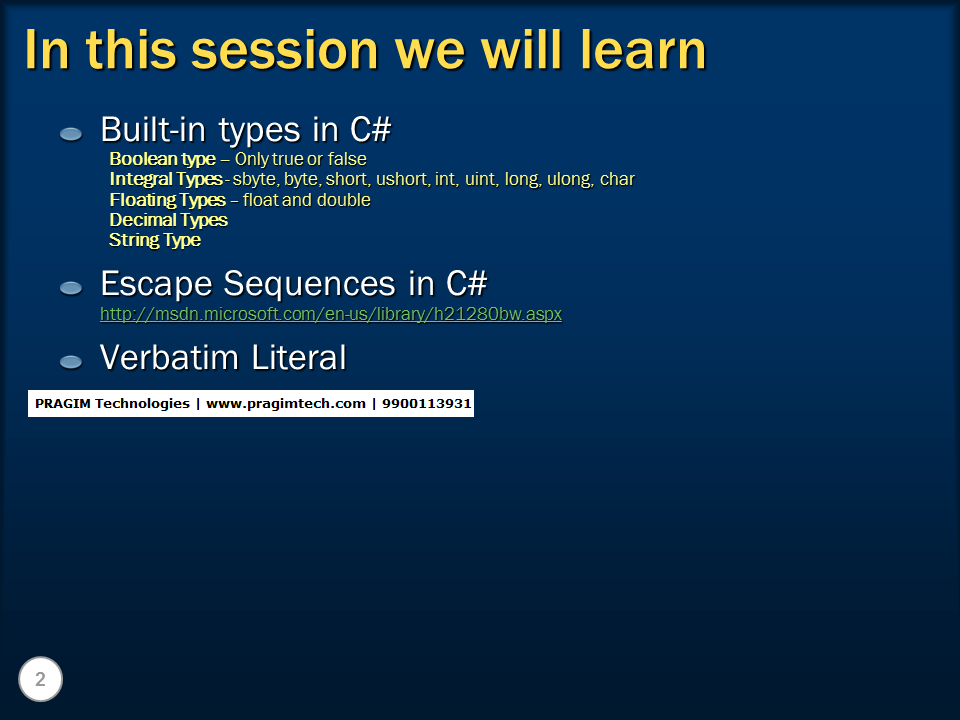 Sql server, .net and c# video tutorial: Part 3 – Built-in types in C#