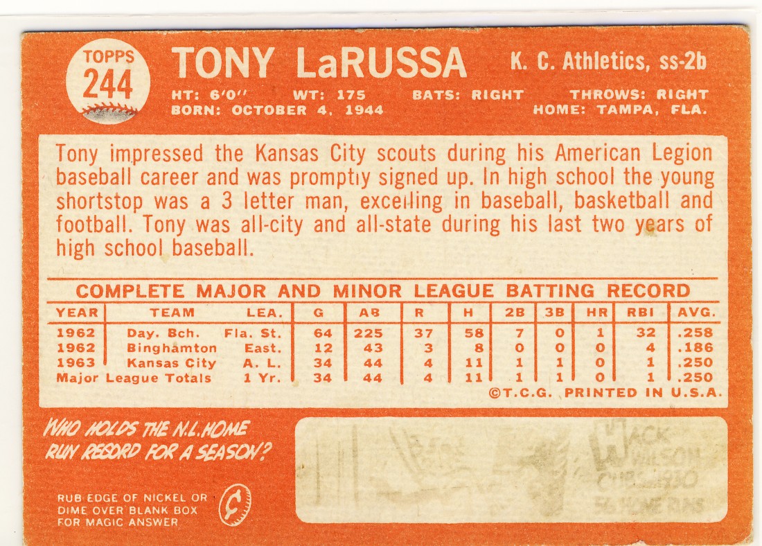 The Rookie Card Series: Tony La Russa