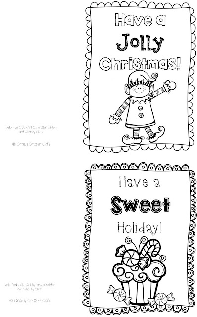 Crazy Critter Cafe : Freebie #3 Color Your Own Christmas Cards