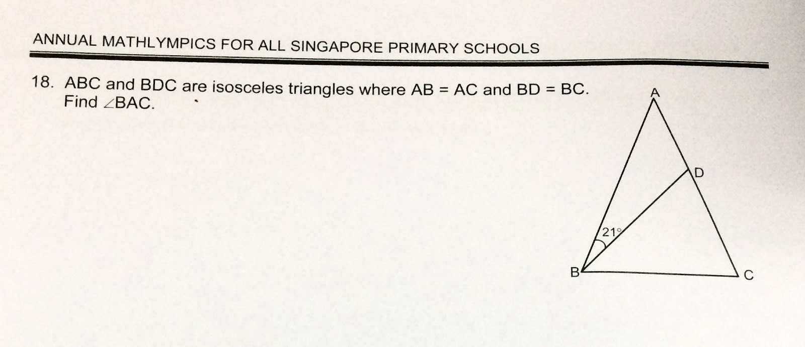 Chang's Math blog: P5 angles, geometry (fr mathlympics 2016)