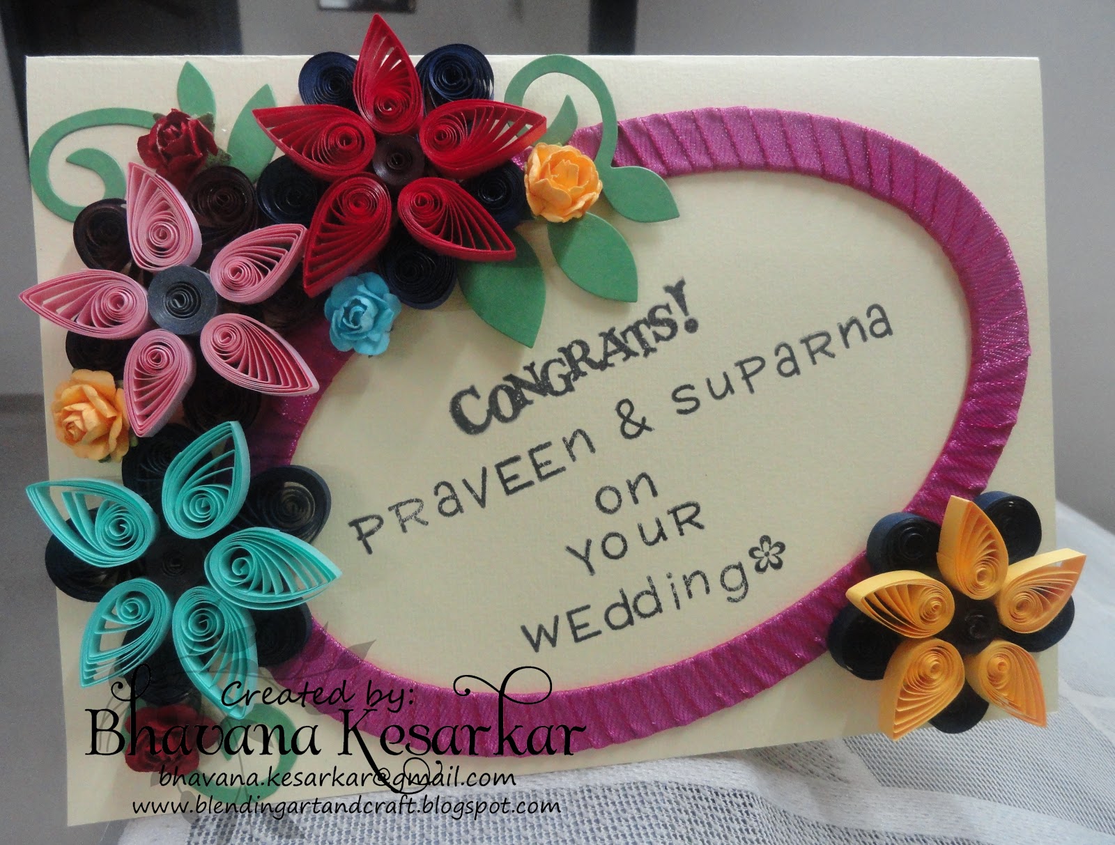 Quilled wedding card