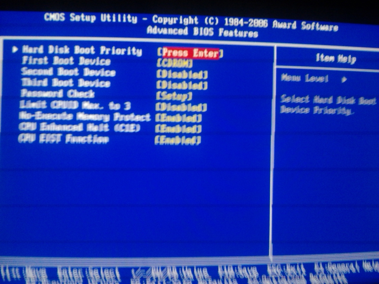 Modulo informatica: Menús de una BIOS Award software