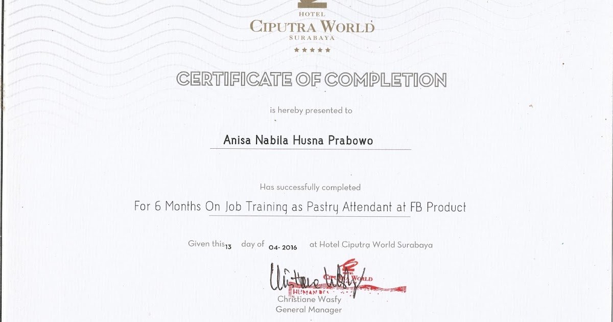 On Job Training Certificate Finally Come Out!