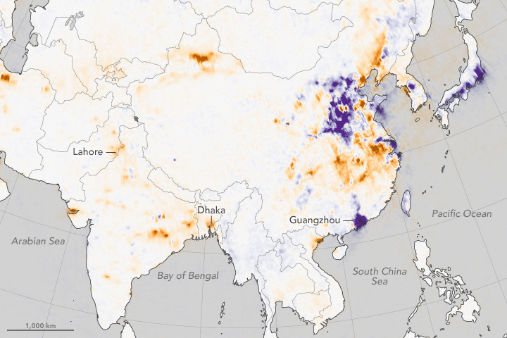 NO2 column density change (2005 - 2014) - Vivid Maps