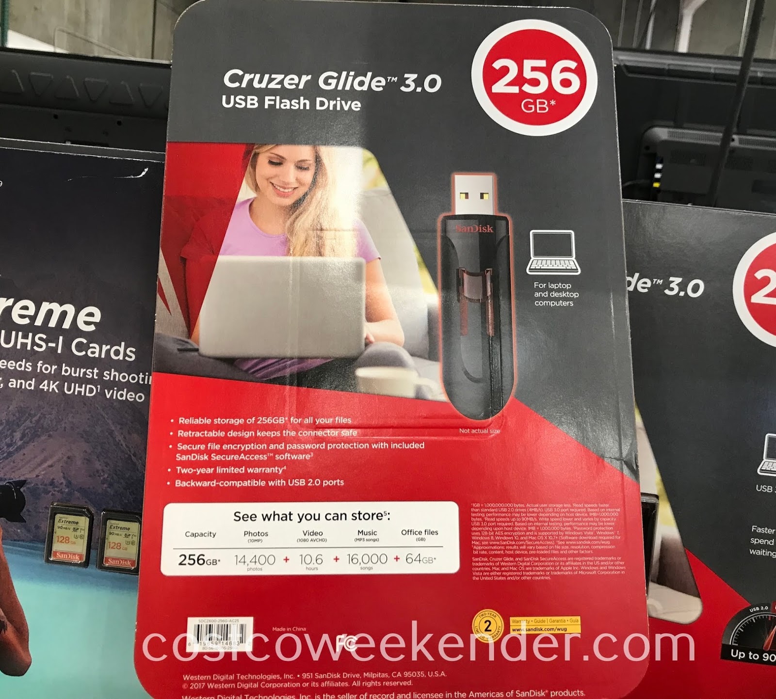 SanDisk Cruzer Glide 3.0 256GB USB Flash Drive | Costco Weekender