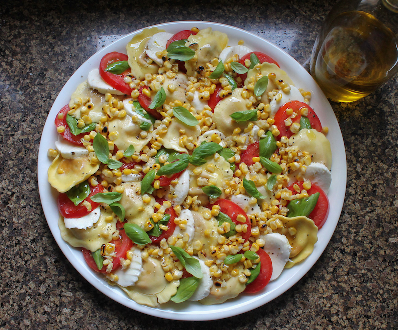 Food Lust People Love: Grilled Corn Ravioli Caprese Salad