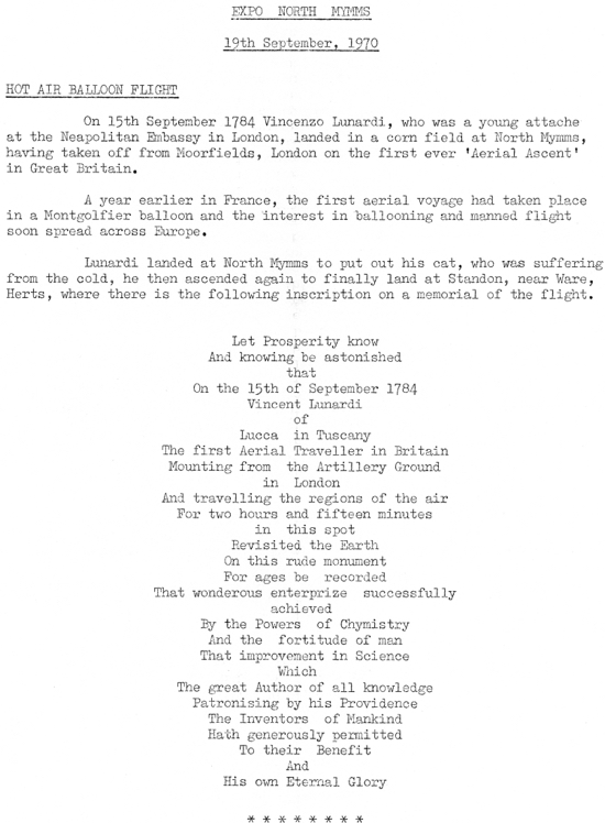 North Mymms History Project: The historic North Mymms balloon landing
