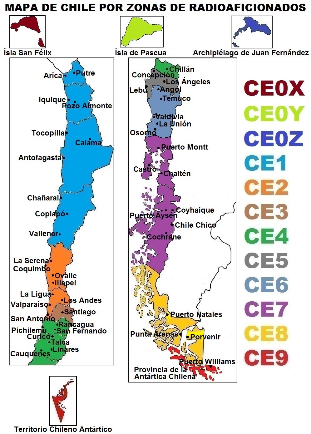 CE5JFS: Mapa de Chile de radioaficionados,modificación definitiva.