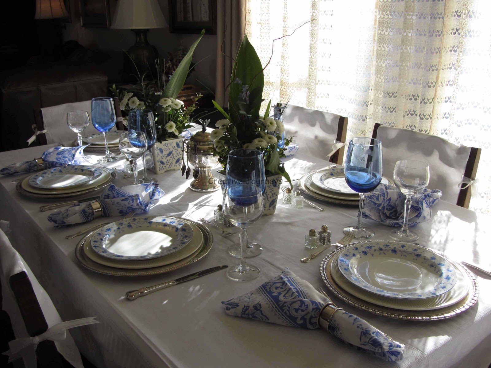 Creative Journeys: White with a bit of color Tablescapes revisted