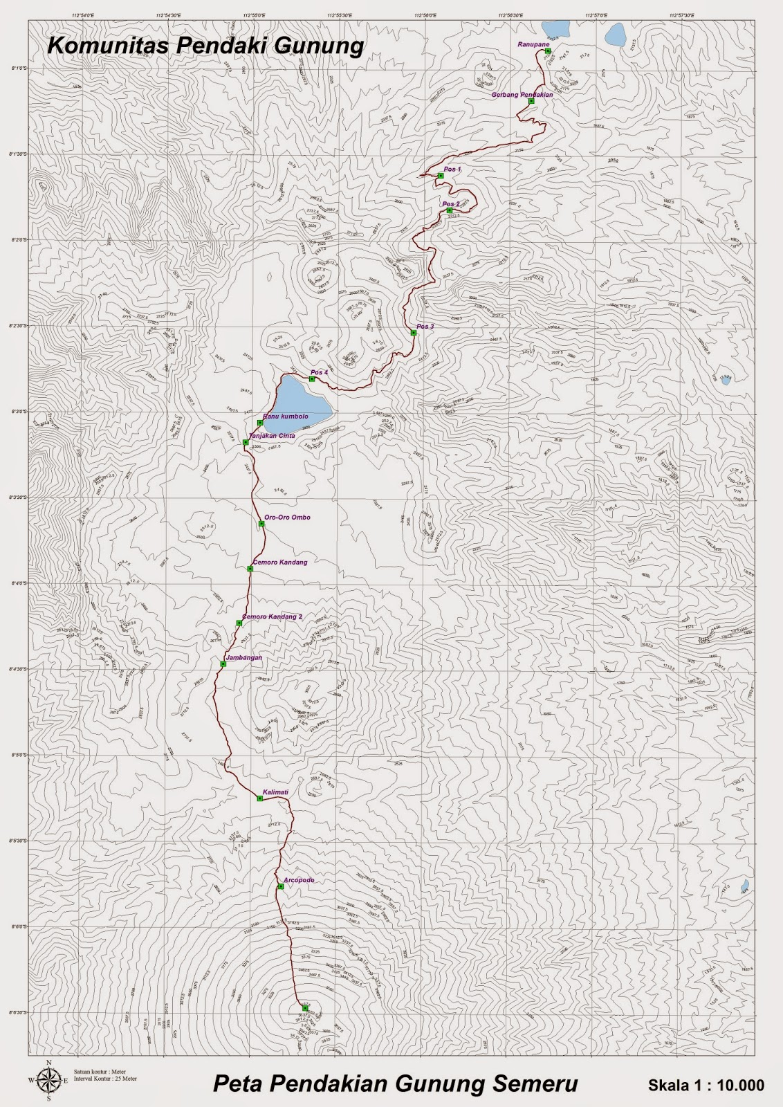 Peta Jalur Pendakian Gunung Semeru | Catatan Pendaki Gunung