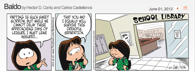 Library Advocate.: Baldo Comic: Good-bye for the Summer