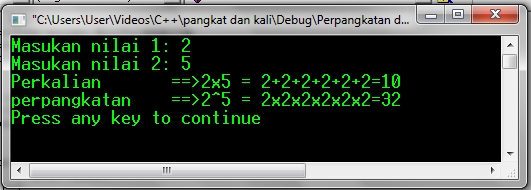 Contoh program perulangan do while (Program Perpangkatan)