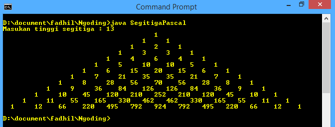 Segitiga Pascal Dengan Java Tulisan Sederhana