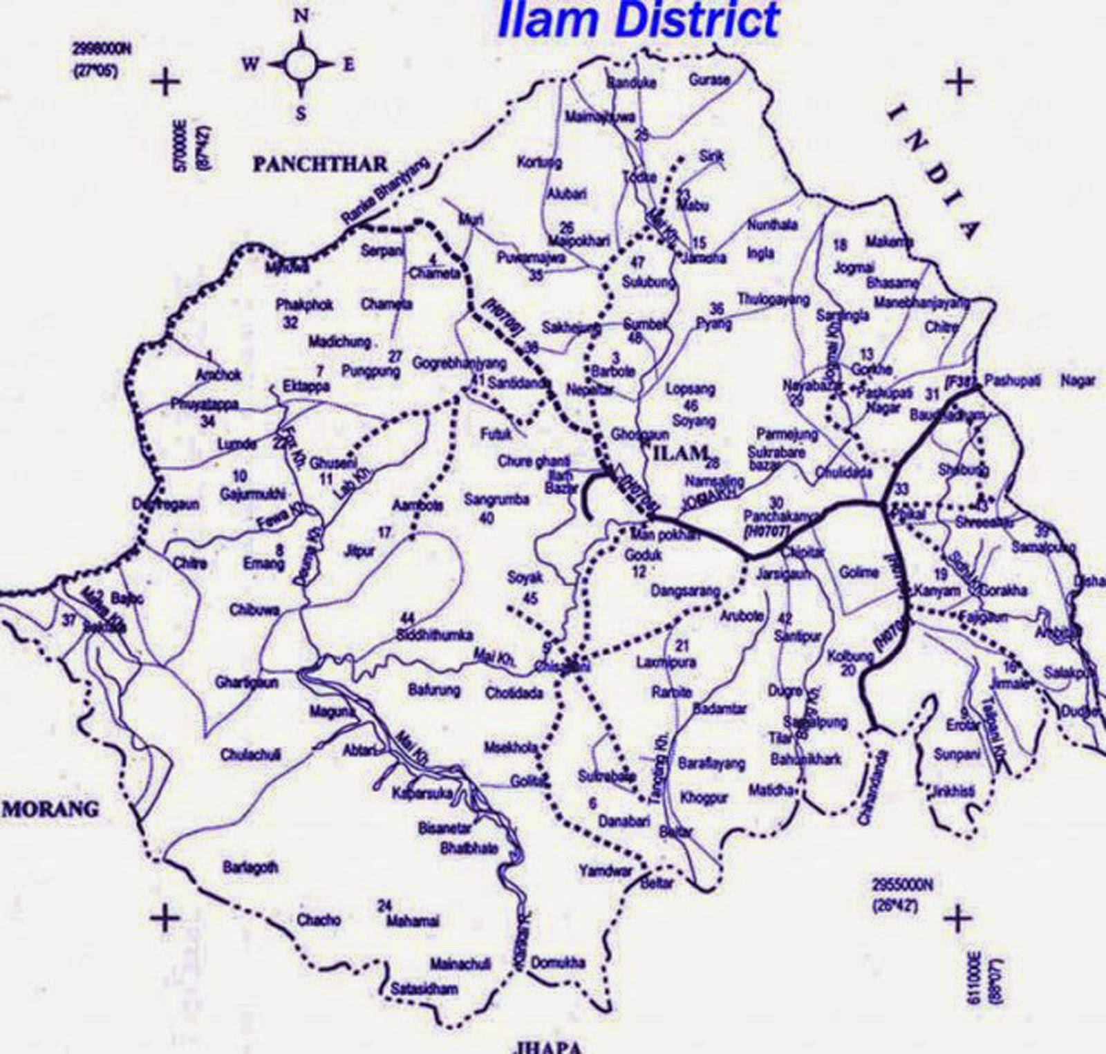 सम्पूर्ण अगन्तुक हरुलाई ईलाम जिल्ला हार्दिक स्वागत गर्दछ : Map of Ilam ...