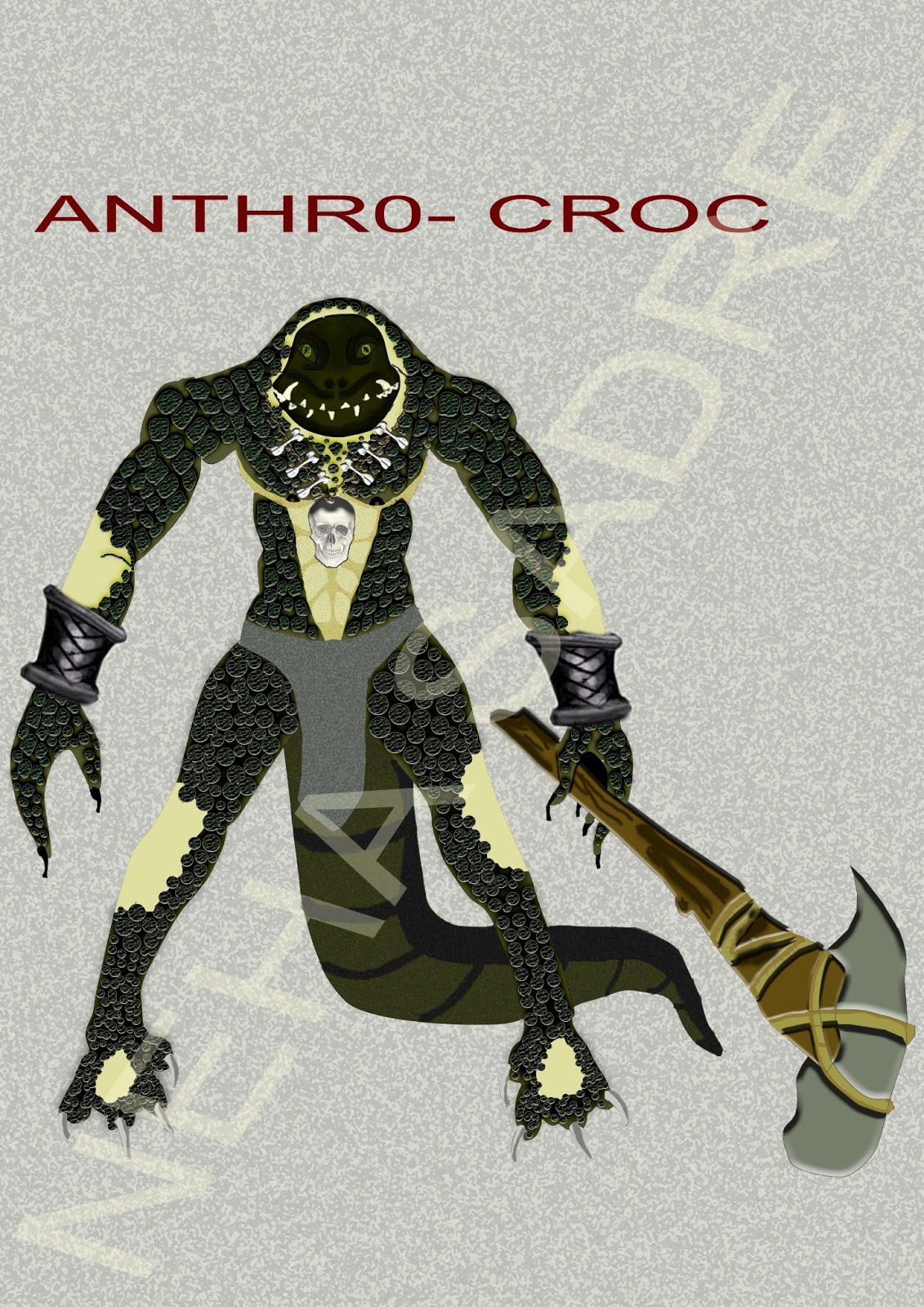 sweety pie neo: Wip - Anthro croc- coloured