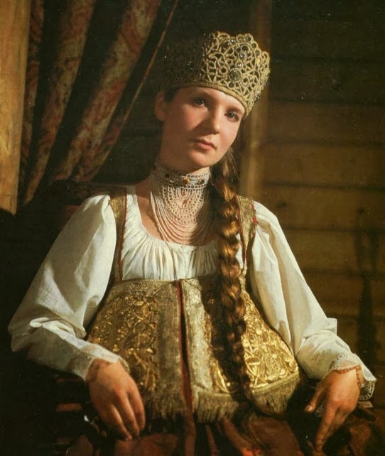 Local style: Traditional wedding costume and headdress of Europe