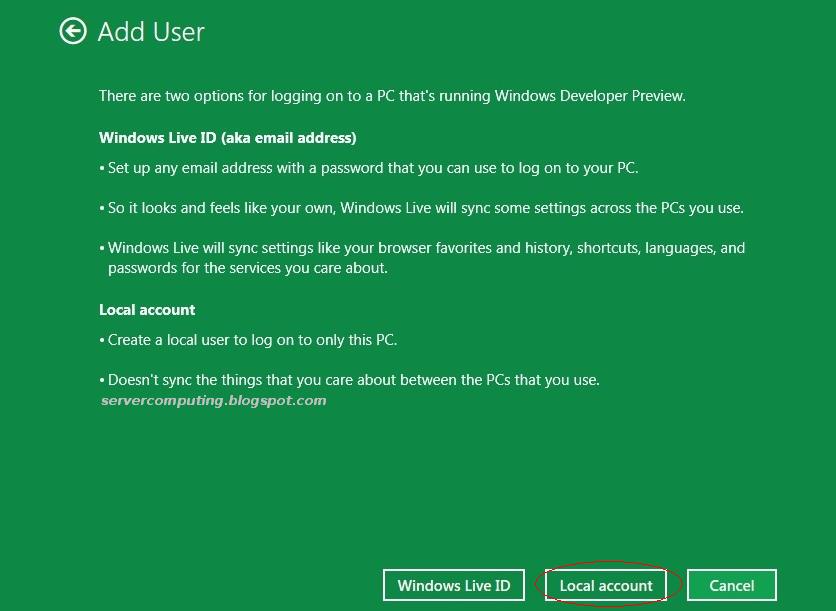 Create User accounts in Windows 8 ~ ServerComputing