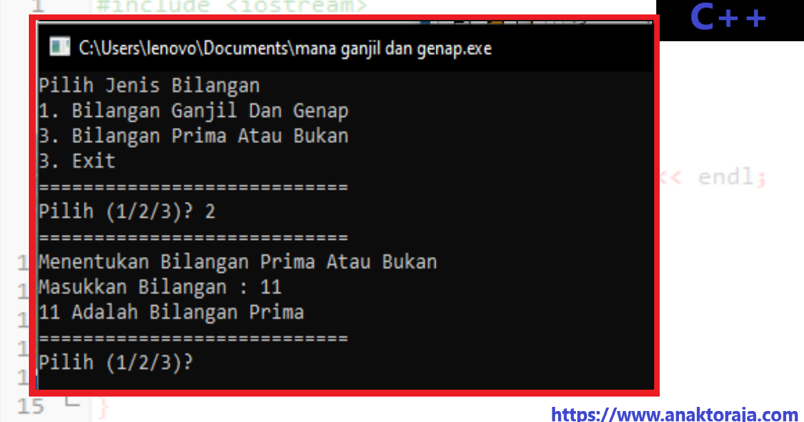 Contoh Program Perulangan dan Percabangan C++ Yang Rumit - Simentik