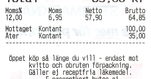Biketommy: Kvitto från Maxi ICA i Kungälv 2019