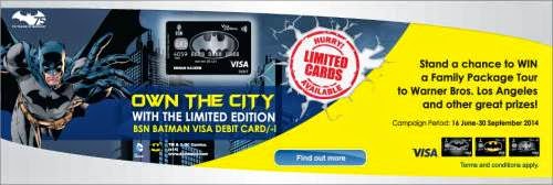 BSN BATMAN Visa Debit Card/-i Contest: Win Family Package Tour to ...