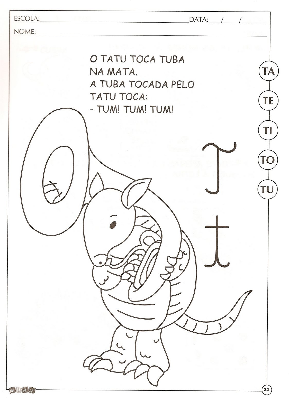 Atividades Letra T Alfabetização - RETOEDU