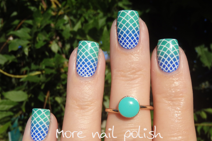 Ulta3 Blue Marlin and Emerald Intensity stamped gradient ~ More Nail Polish