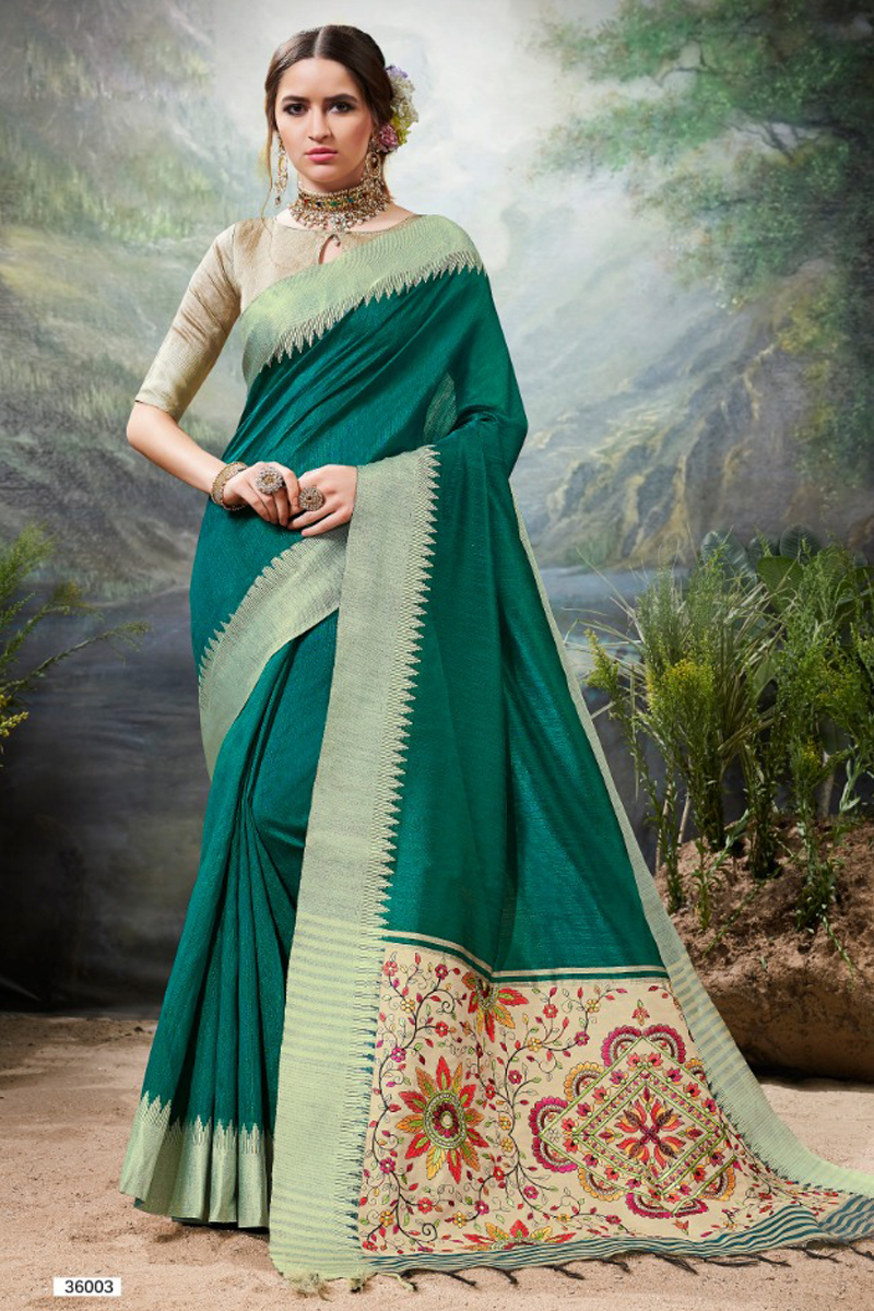 A Bundle Of Handloom Silk Weaved Festival Wear Sarees - 5612