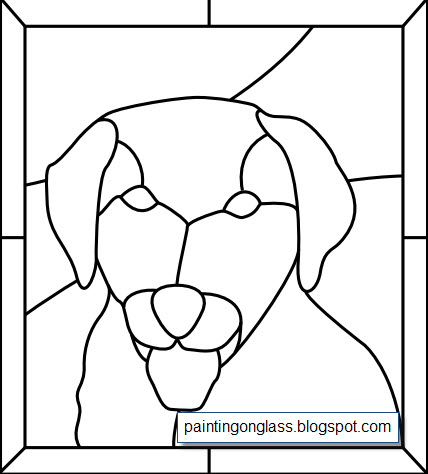 Stained Glass Dog Panel Pattern ~ painting on glass